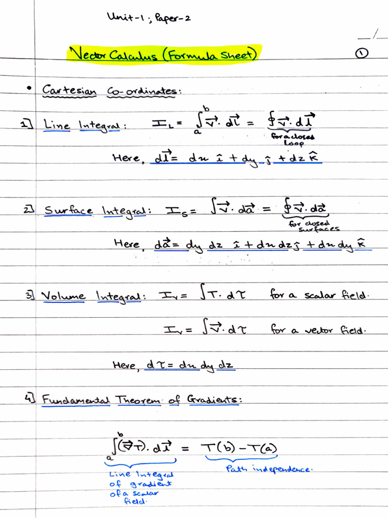 Vectors Formula Sheet | PDF | Linear Algebra | Algebra