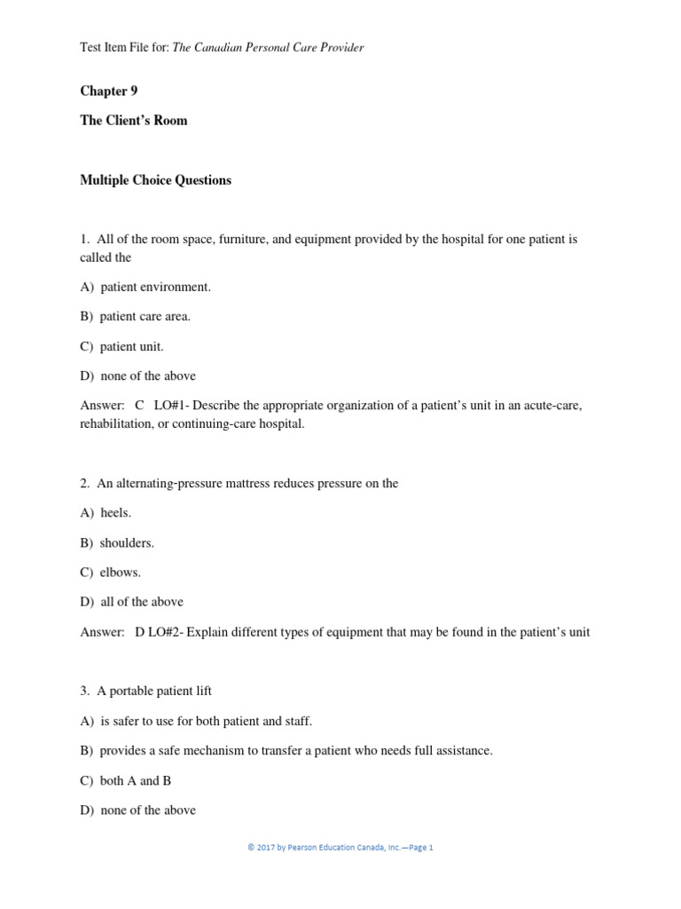 Canadian Personal Care Provider Canadian 1st Edition Wolgin Test Bank ...