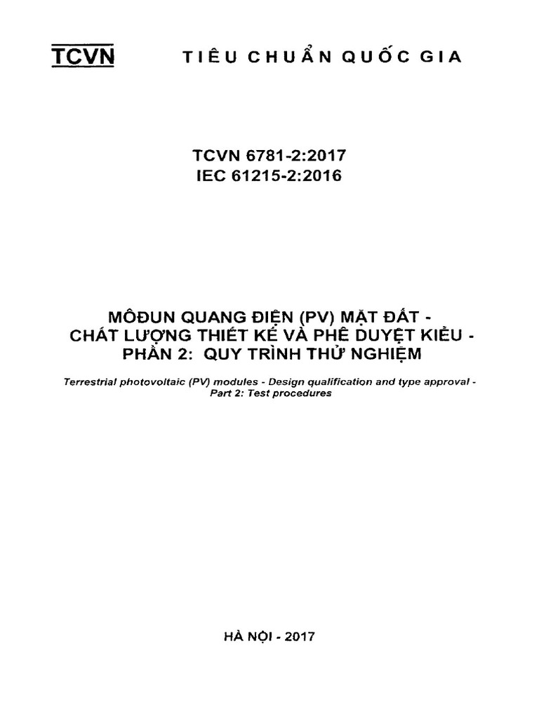 TCVN 6781-2 - 2017 (Iec 61215-2 - 2016) | PDF