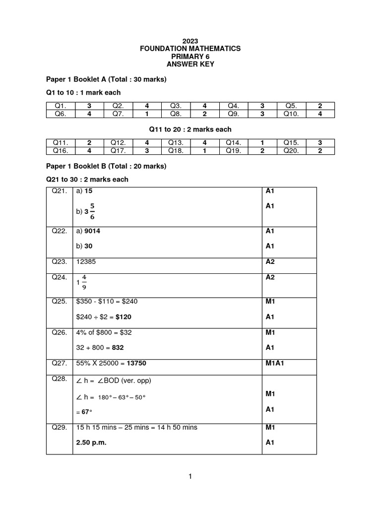 2023 P6 FMA Mendaki PSLE Answers | PDF