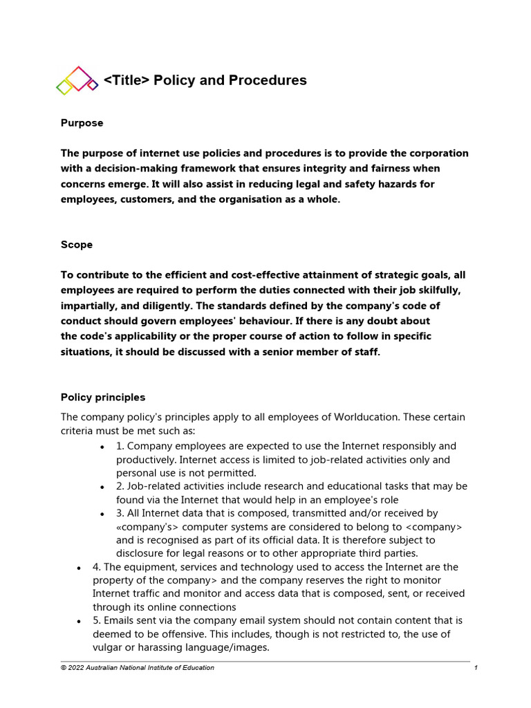 Internet Use Policy and Procedures | PDF | Internet | Policy