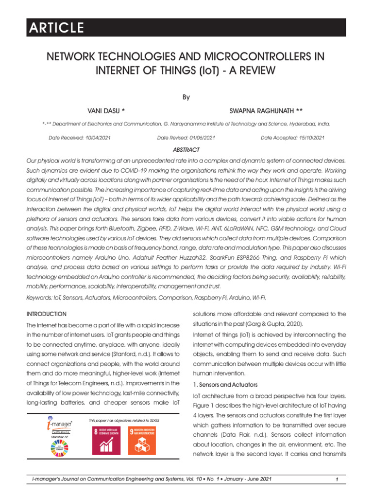 IoT Tech & Microcontrollers Review | PDF | Internet Of Things | Internet