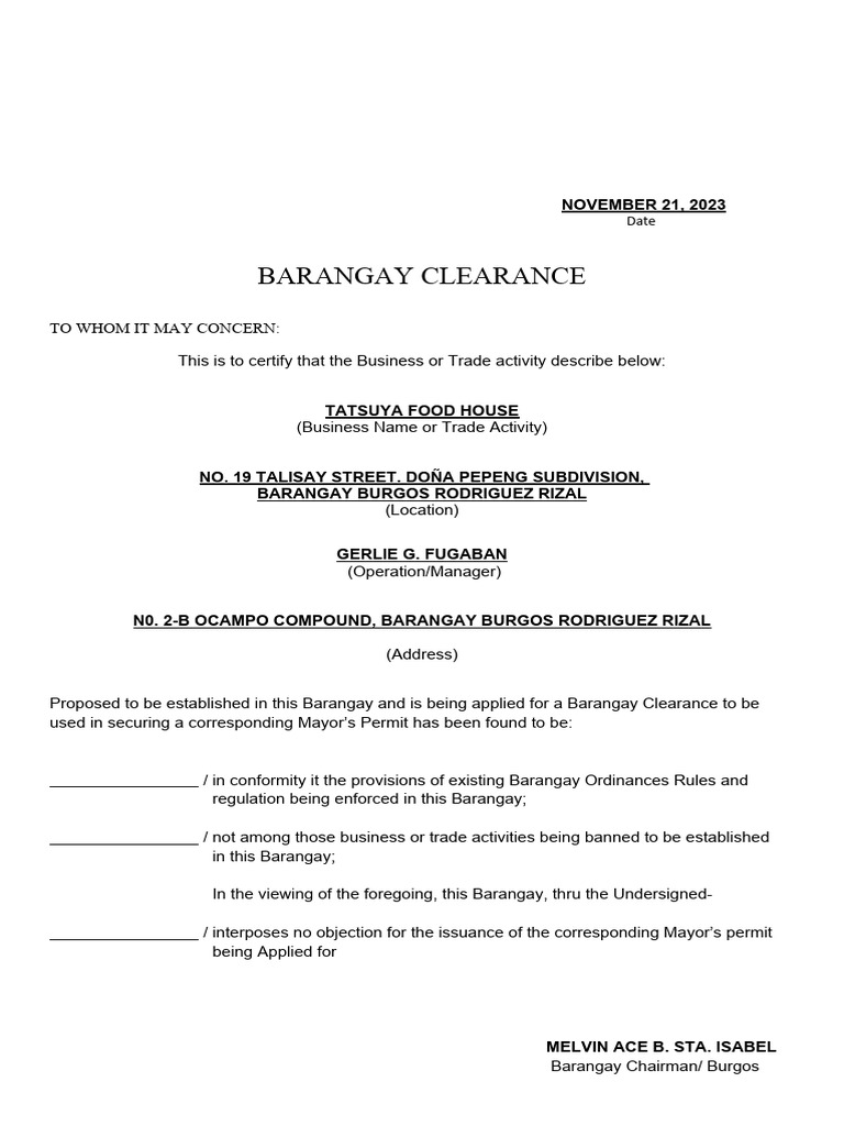Sari-Sari Store Permit Certification | PDF