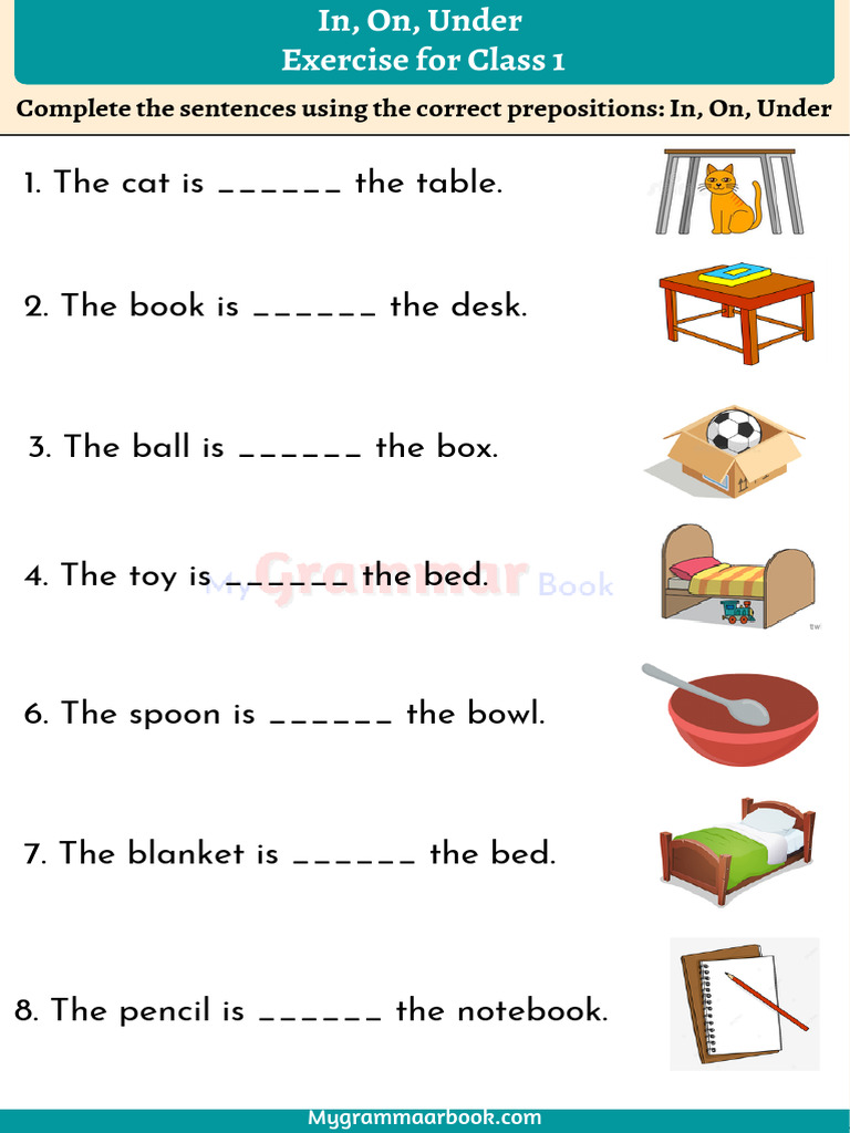 Prepositions: In, On, Under Worksheet | PDF