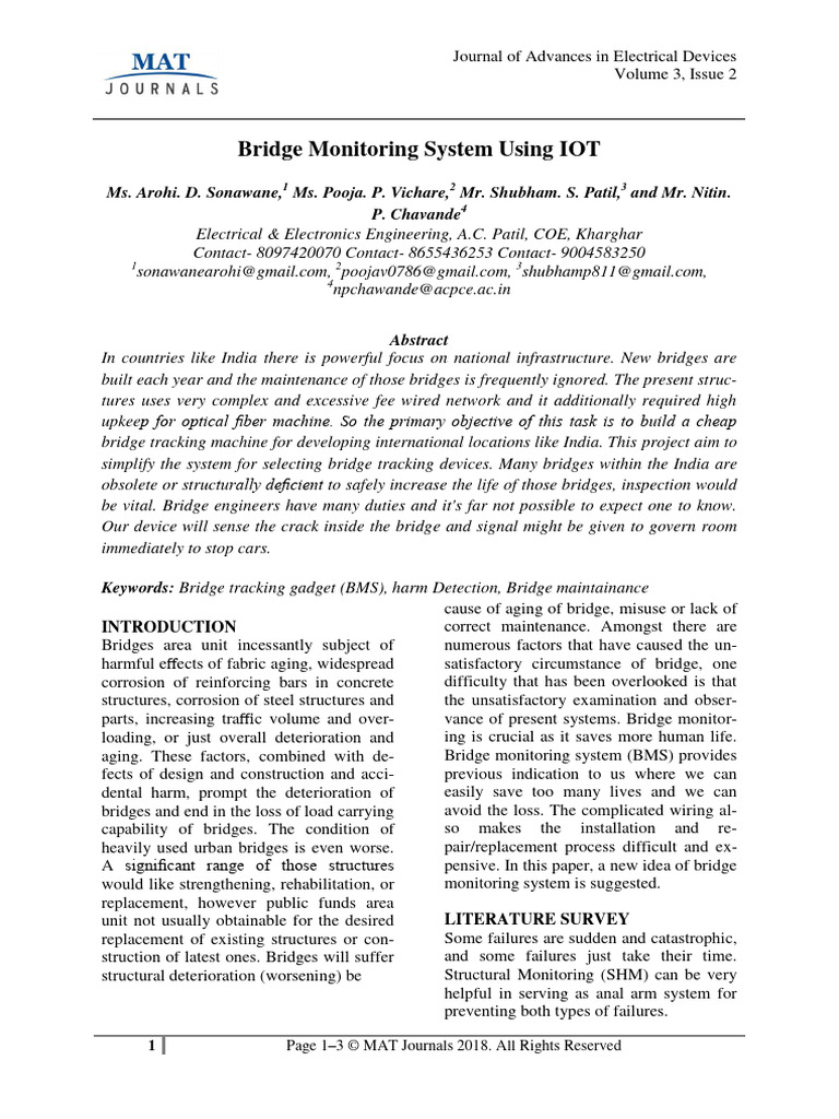Bridge Monitoring System Using IOT | PDF | Bridge | Internet Of Things