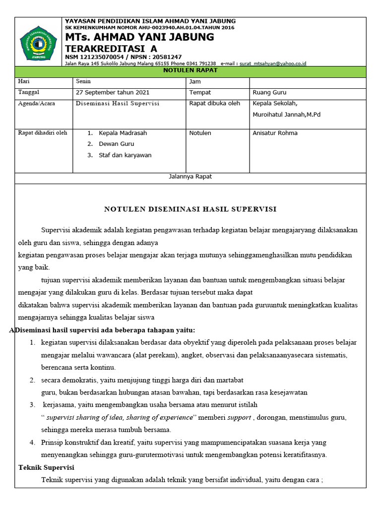 NOTULEN RAPAT Baru | PDF