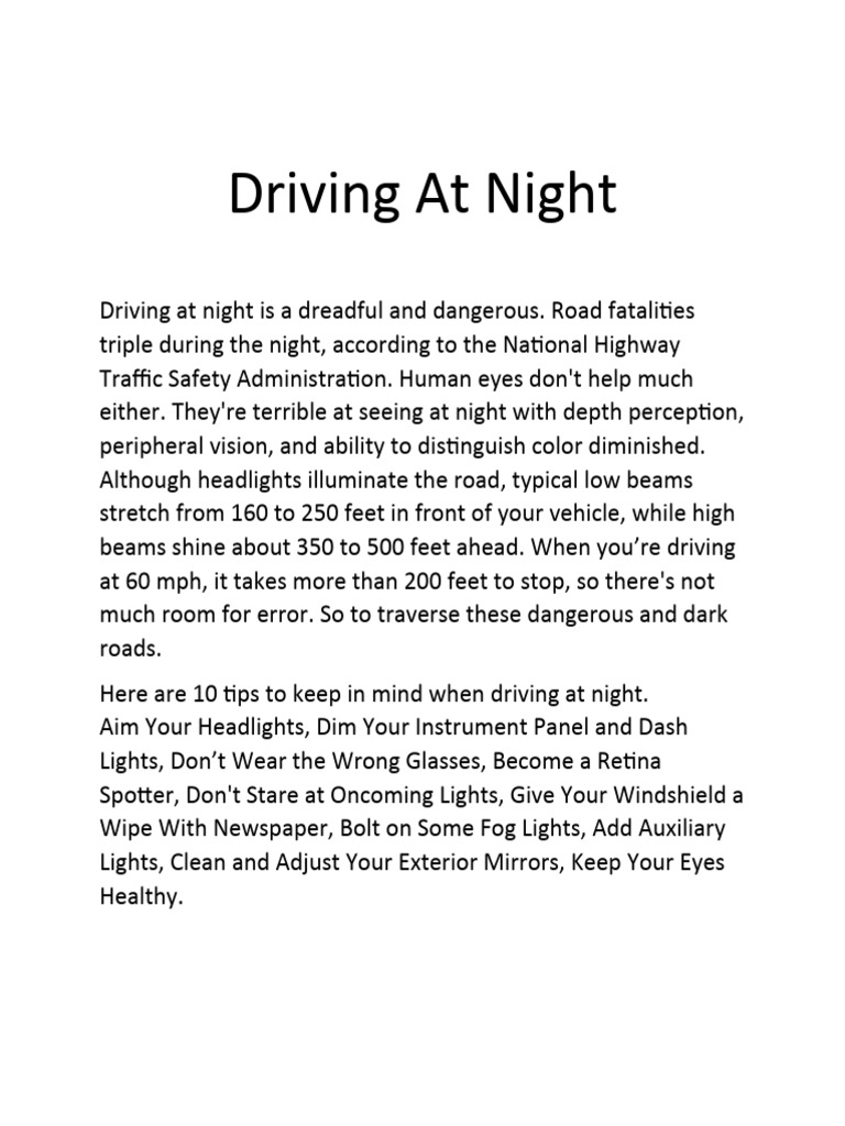 Night Driving Safety Tips | PDF