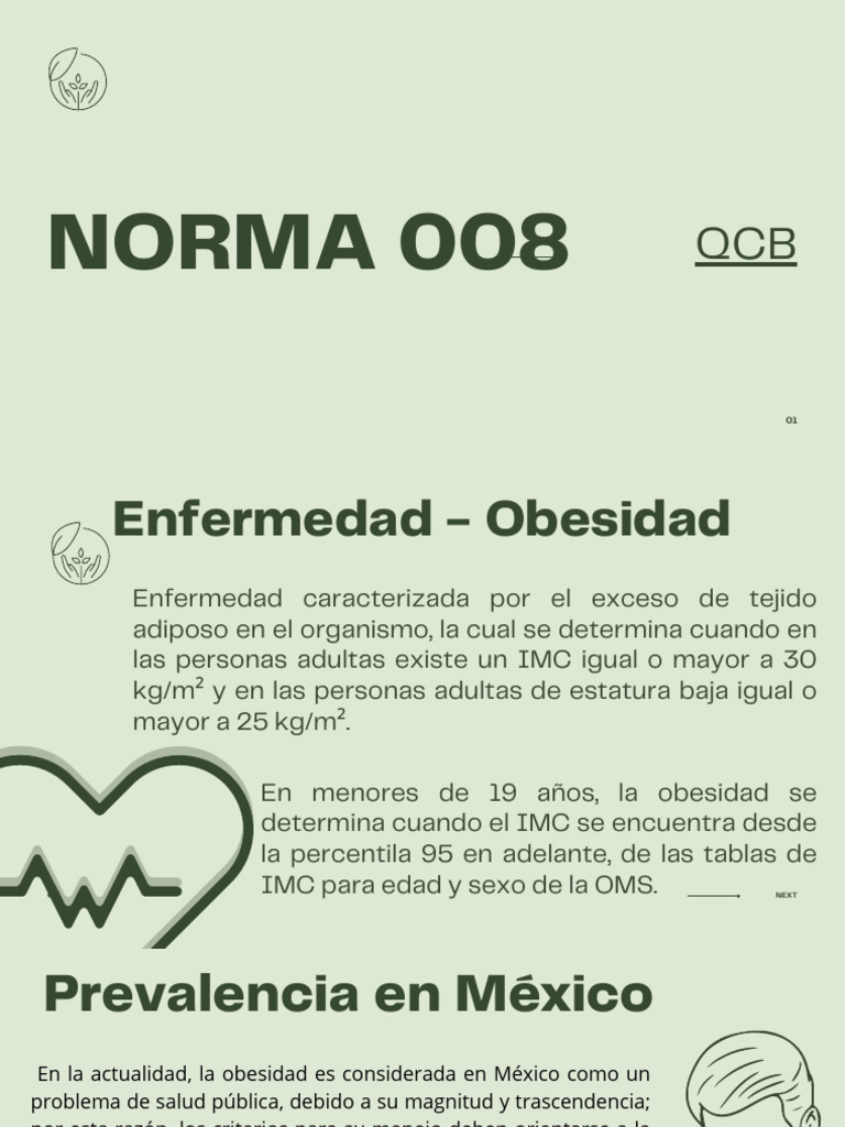 Norma 008 | PDF | Obesidad | Índice de masa corporal