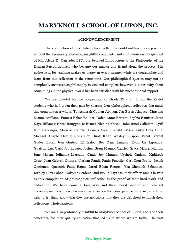 Acknowledgement | PDF | Wellness