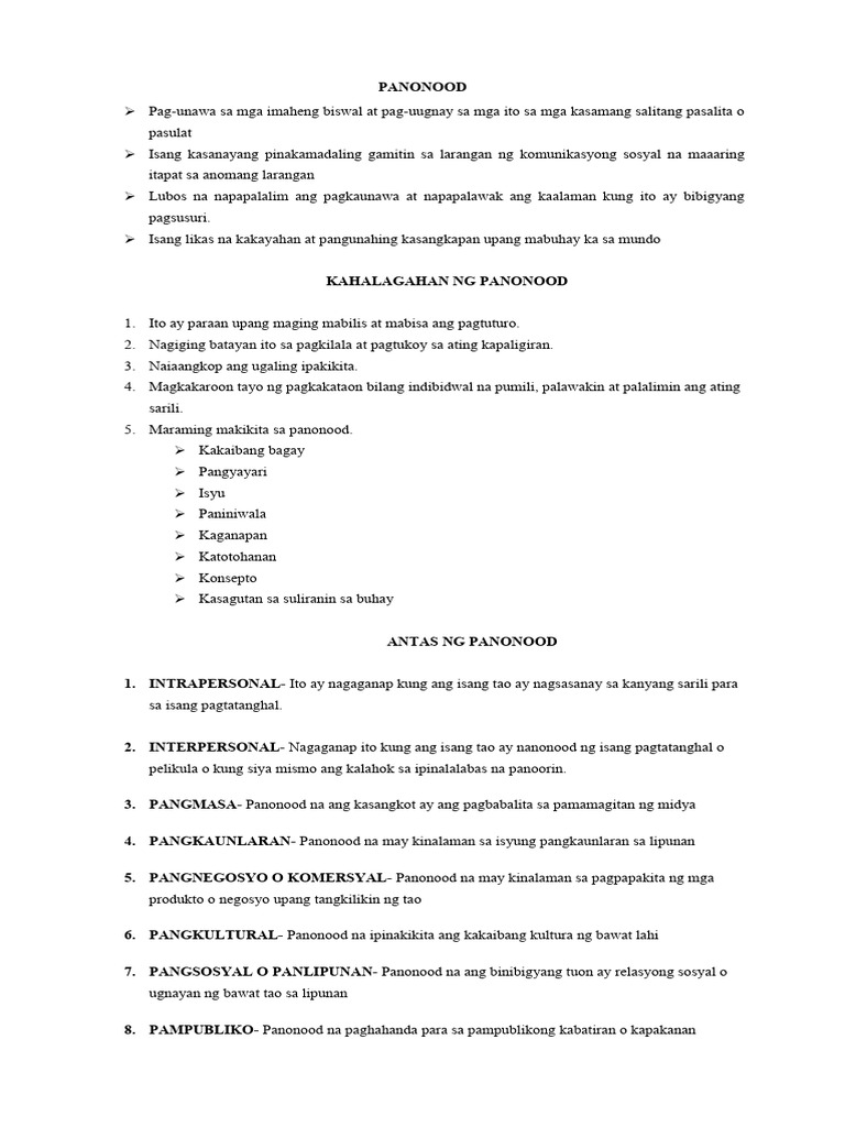 Pagtuturo NG Panonood | PDF