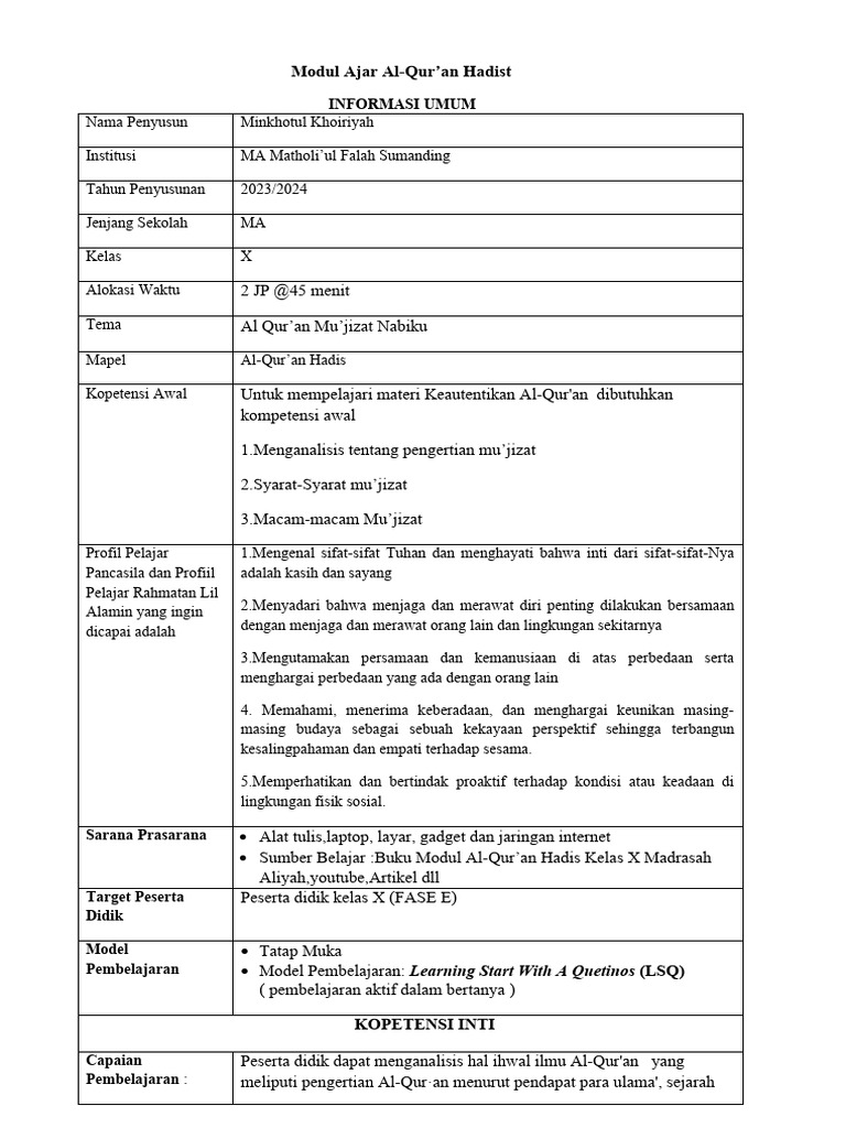 Modul Ajar 1 (Peerteaching) | PDF