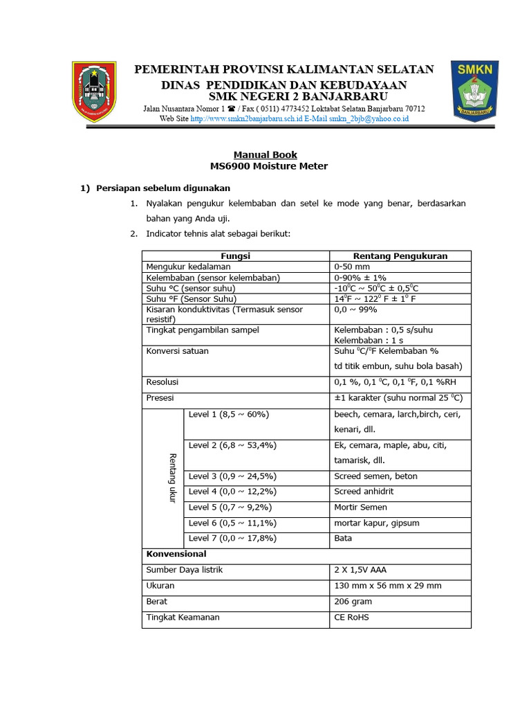 SOP MS6900 Moisture Meter | PDF