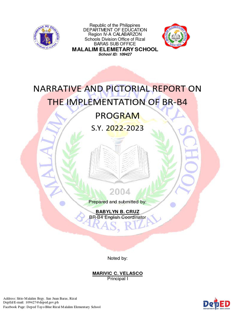 Narrative Report On The Implementation of BR B4 Program Sy 2022 2023 ...