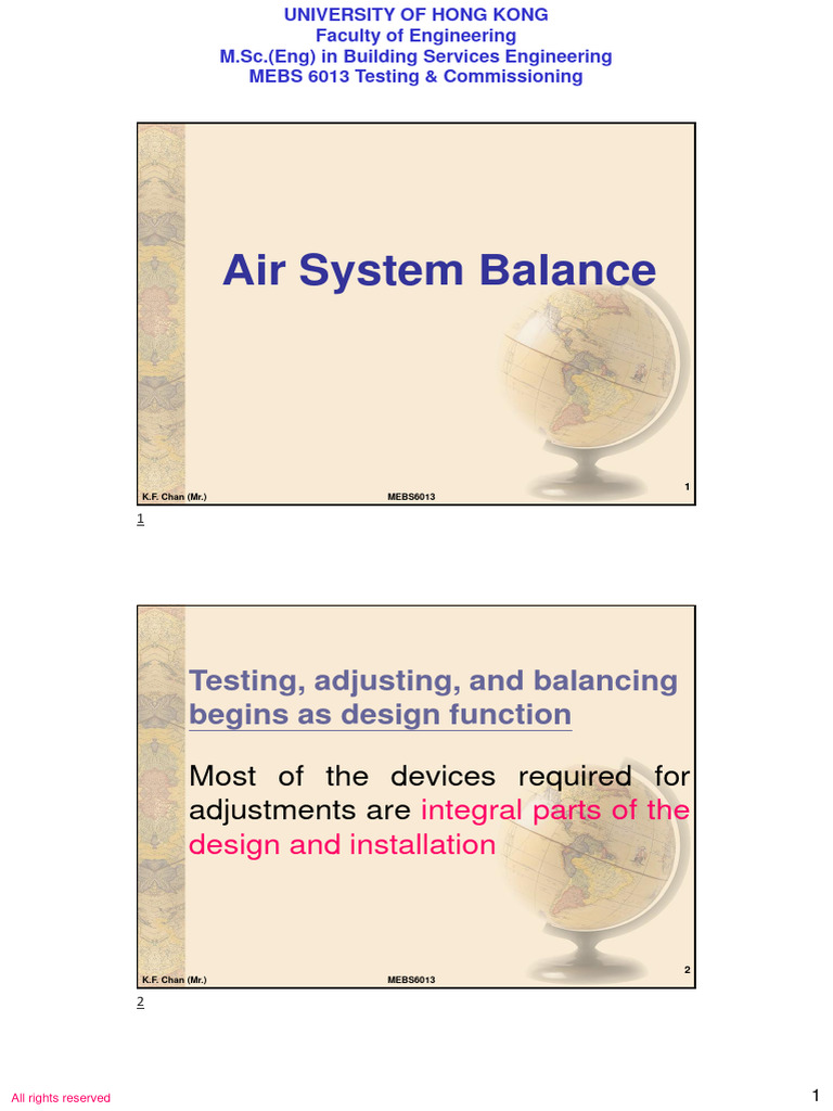 1 Air System Balancing 2023 0823 | PDF | Duct (Flow) | Mechanical ...