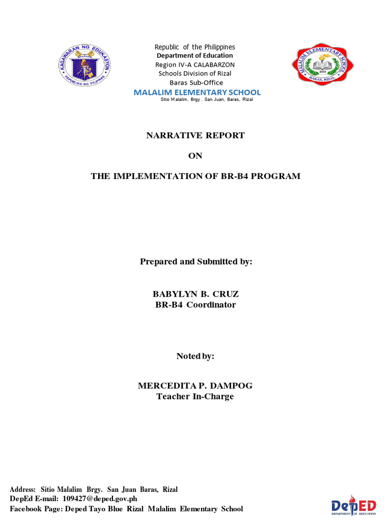 Narrative Report On The Implementation of BRB4 Program | PDF | Behavior ...