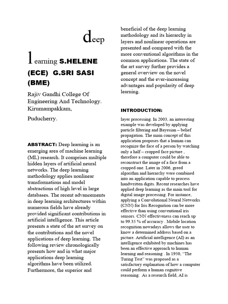 Deep Learning Pdf Deep Learning Machine Learning