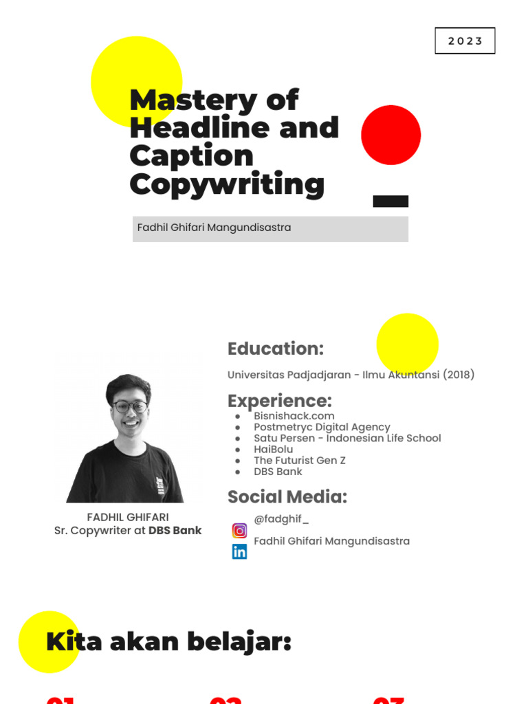 Copywriting For Headline - Caption | PDF | Karier & Perkembangan
