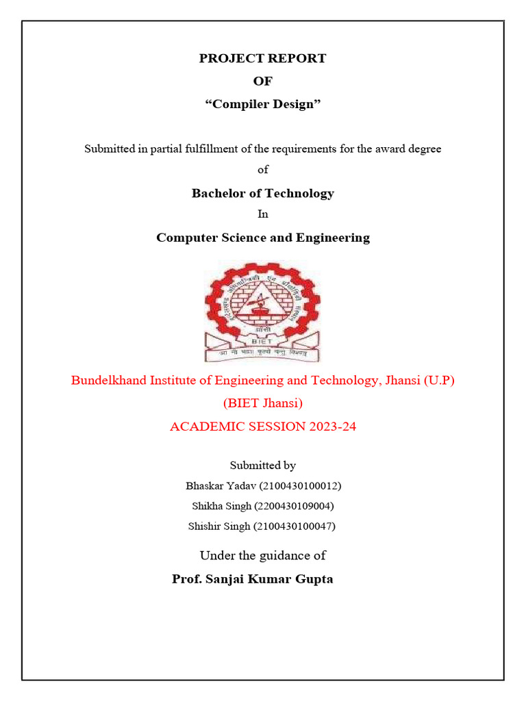 Compiler Design Project | PDF | Software Development | Computer Science