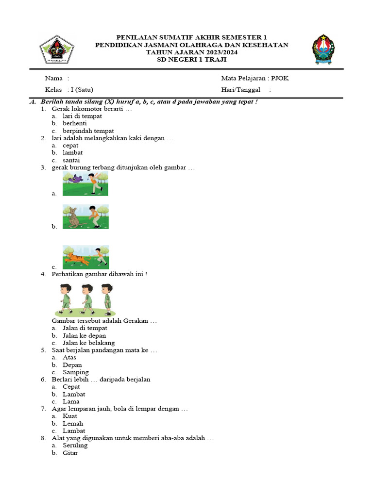 Soal Pas Kelas 1 Semester 1 | PDF