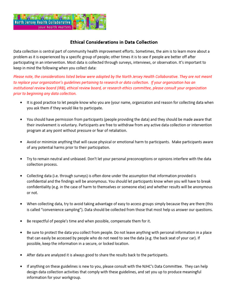 Ethical Guidelines for Data Collection | PDF | Institutional Review Board