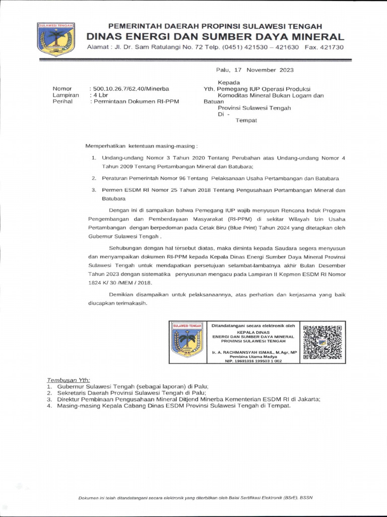 Surat Permintaan Dokumen RI-PPM | PDF