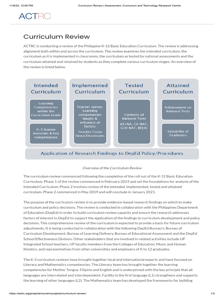 Curriculum Review - Assessment, Curriculum and Technology Research ...
