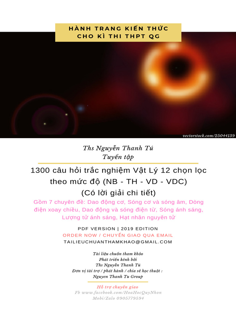 1300 Cau Hoi Trac Nghiem Vat Ly 12 Chon Loc Theo Muc Do NB TH VD VDC Co Loi Giai Chi Tiet | PDF
