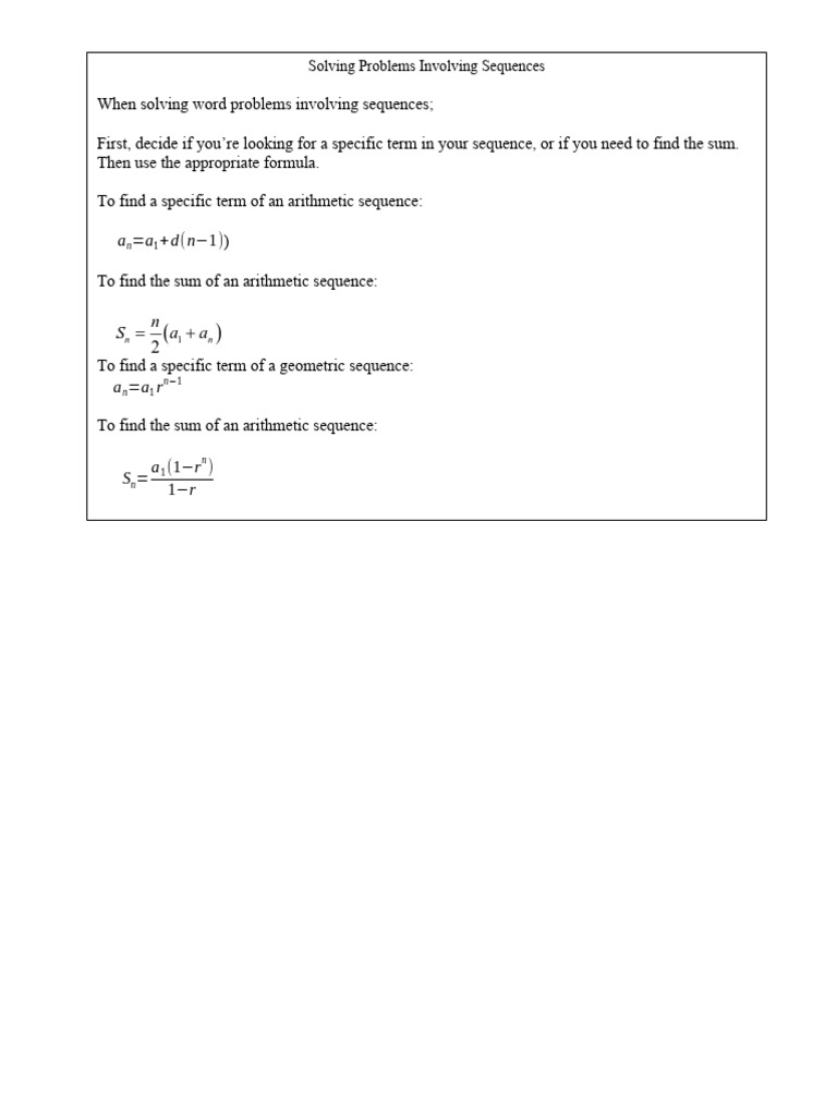 Solving Problems Involving Sequence | PDF Solving Problems Involving Sequence | PDF