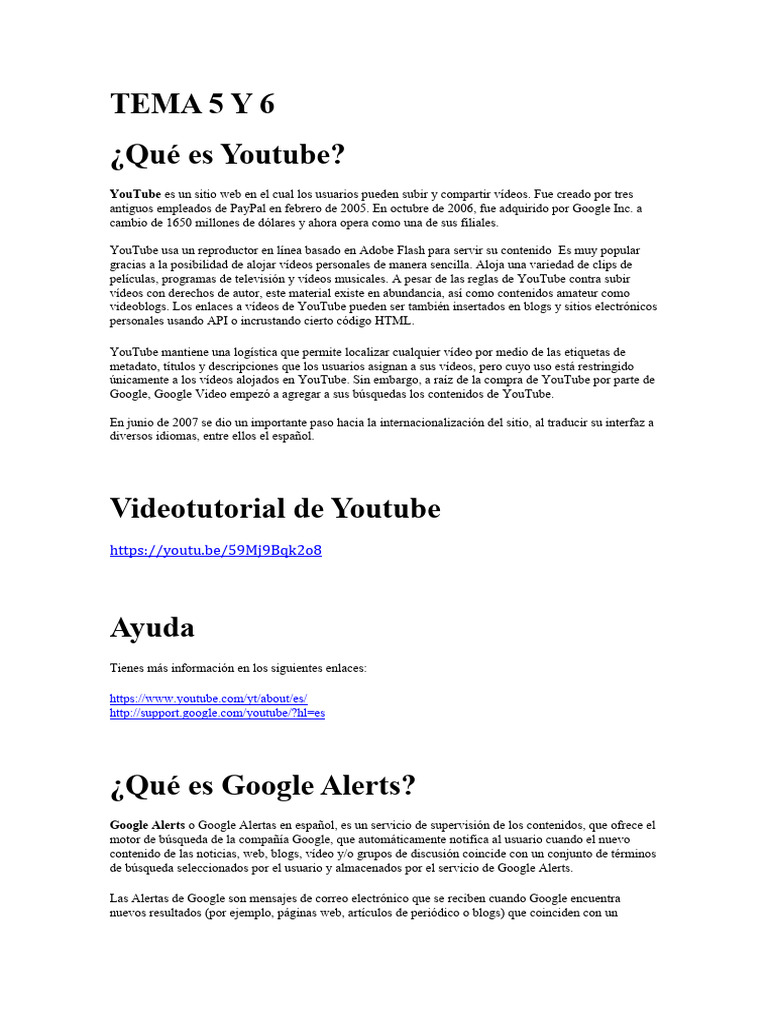 Tema 5 y 6 | PDF | Youtube | Informática