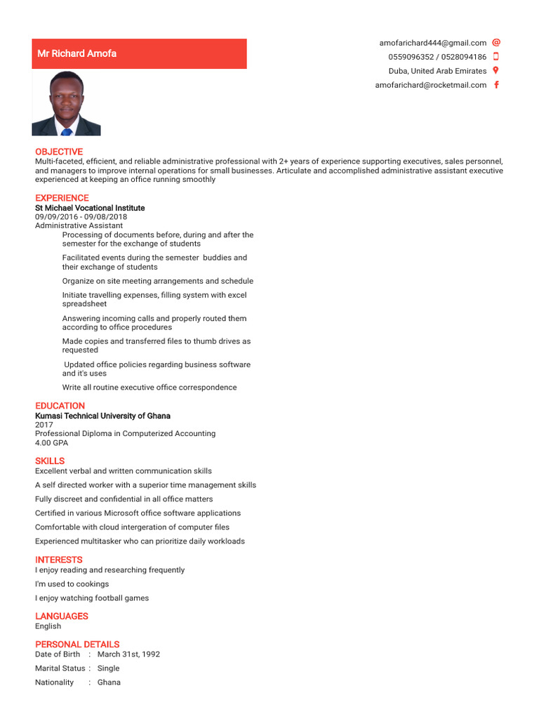 Admin Assistant CV | PDF | Computer Engineering | Computing