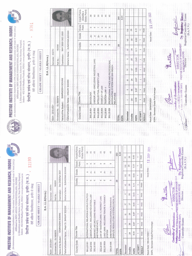 Undergraduate Marksheets | PDF