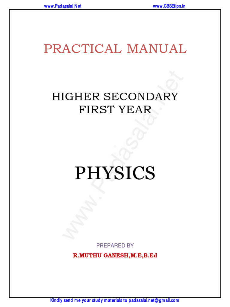 Physics Experiments Manual for Class 11 | PDF | Bending | Physical ...