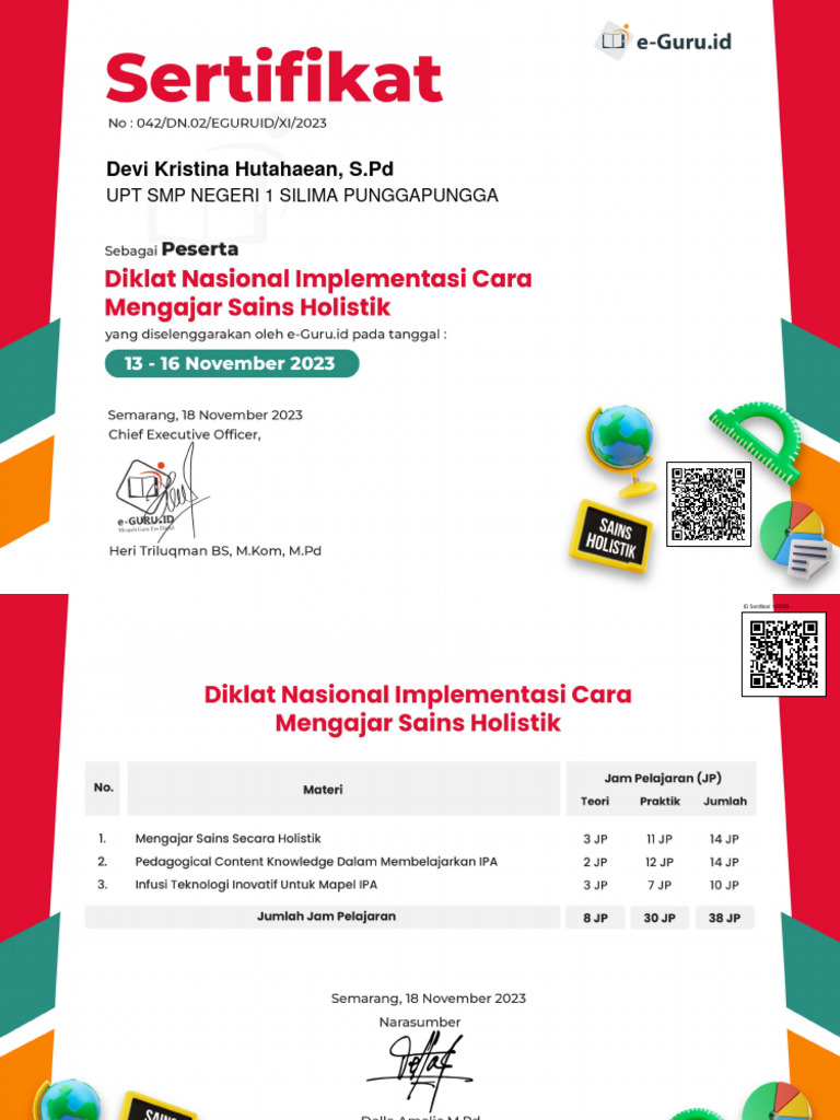 Sertifikat - Devi Kristina Hutahaean S.Pd. | PDF
