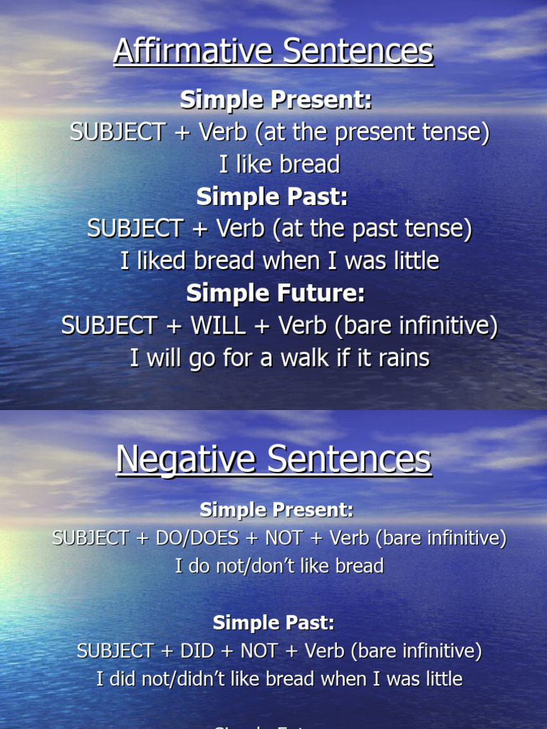 Affirmative, Negative, Questions in English | PDF