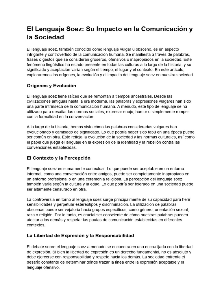 Articulo Sobre El Lenguaje Soez | PDF | Blasfemia | Sociedad