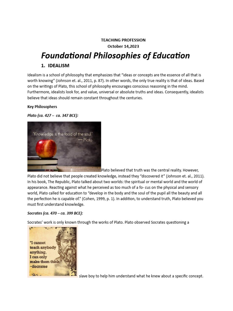 Philosophies of Education Under Teaching Profession | PDF | Behaviorism ...