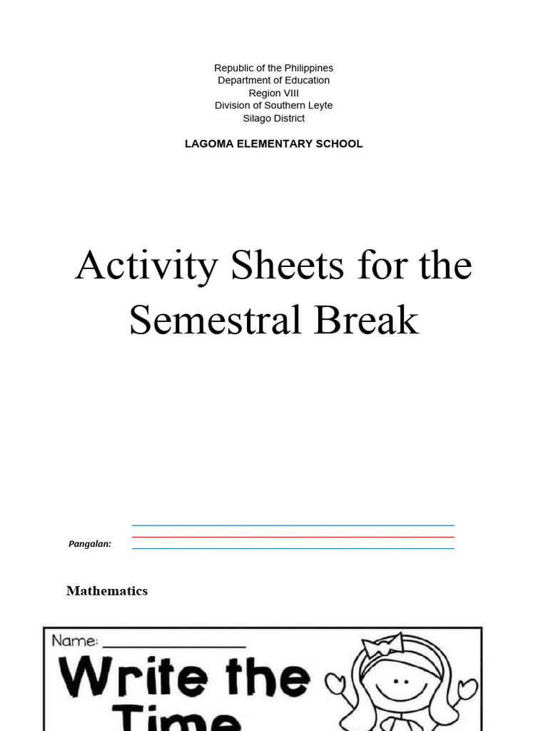 Activity Sheets For Sembreak | PDF