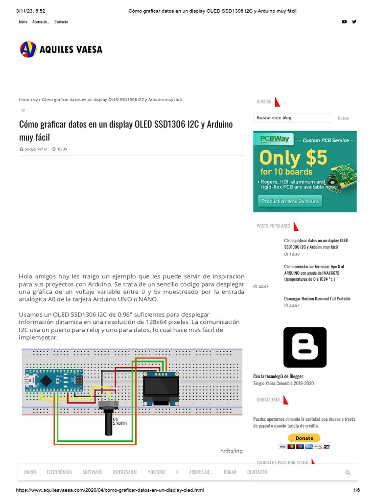 Cómo Graficar Datos en Un Display OLED SSD1306 I2C y Arduino Muy Fácil | Descargar gratis PDF ...