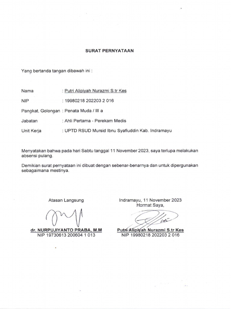 Lupa Absen Putri Nov | PDF