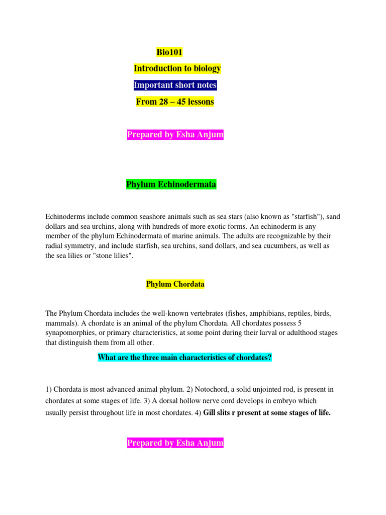 Bio101 Important Short Notes | PDF | Complementary Dna | Zygosity