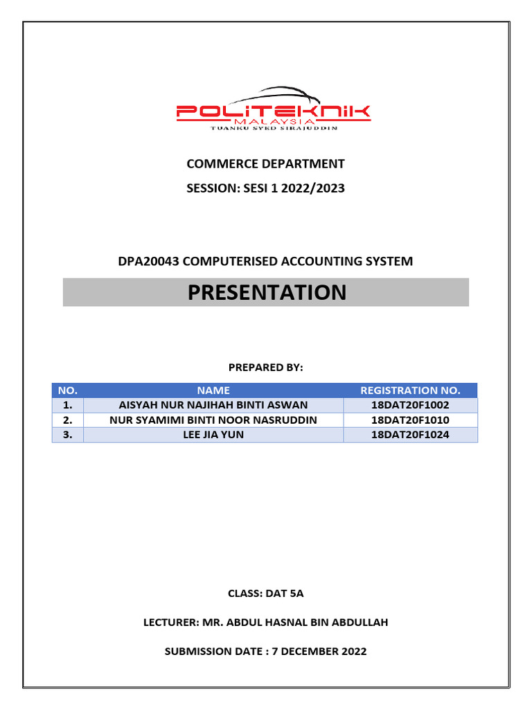 Nur Syamimi - Noor Nasruddin - Presentation - 1002 - 1010 - 1024 | PDF ...