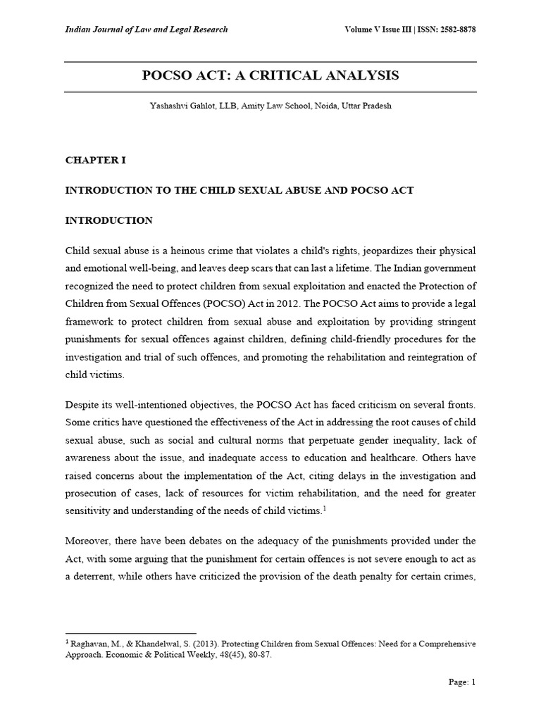 POCSO ACT Paper | PDF | Child Sexual Abuse | Crimes