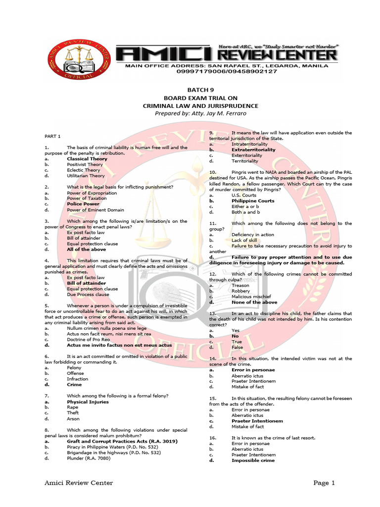 B9-Clj-Bet (500 Items) With Answer | PDF | Treason | Probation