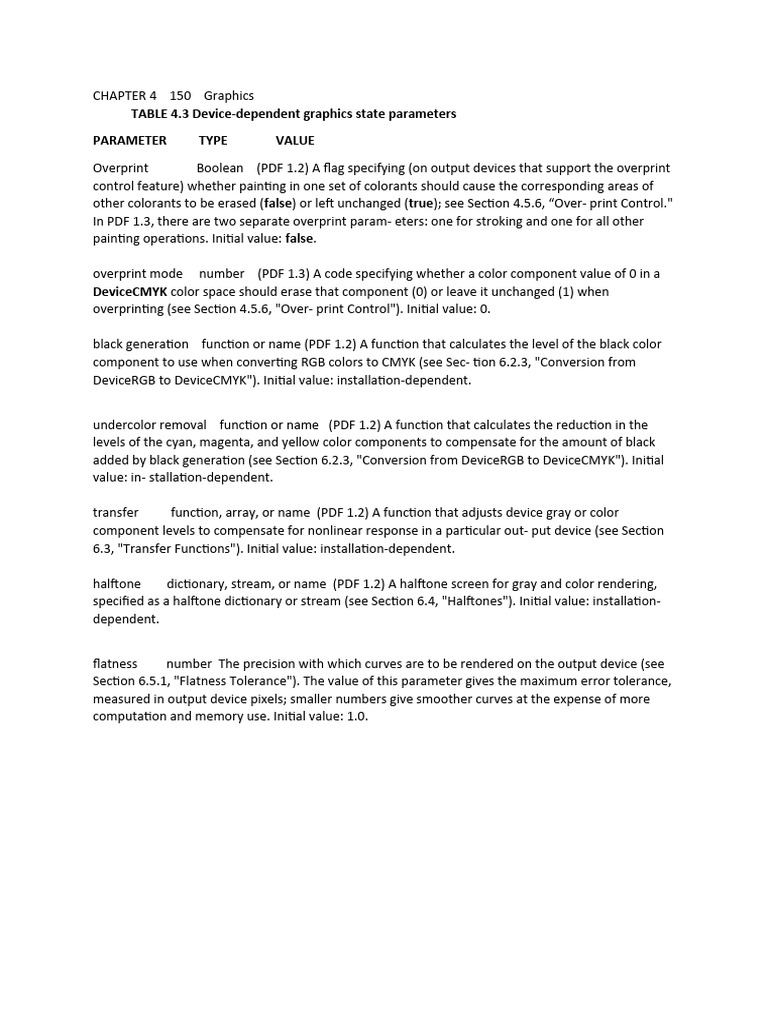 PDF Graphics State Parameters Explained | PDF | Computers