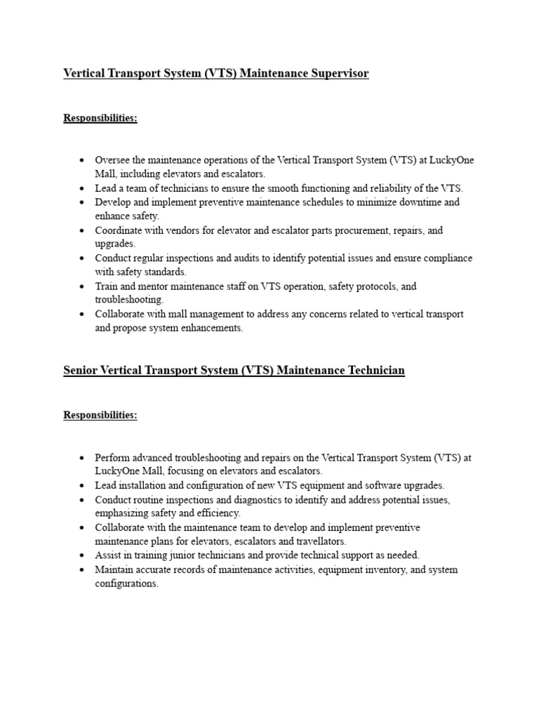 JD (VTS) | PDF | Elevator | Technical Support