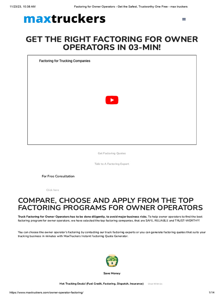 Factoring For Owner Operators - Get The Safest, Trustworthy One Free ...