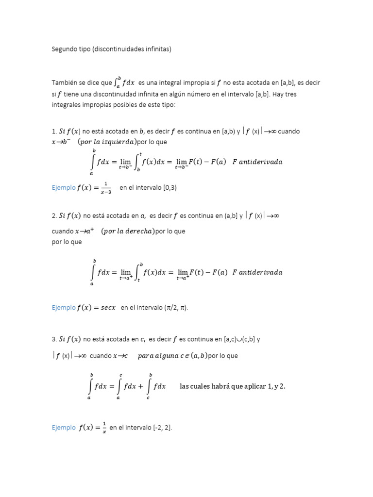 Integrales Impropias D | PDF | Integral | Álgebra