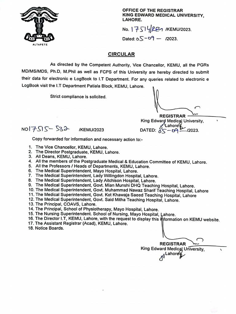 Important Notification For Pgrs Regarding ELog Book | PDF