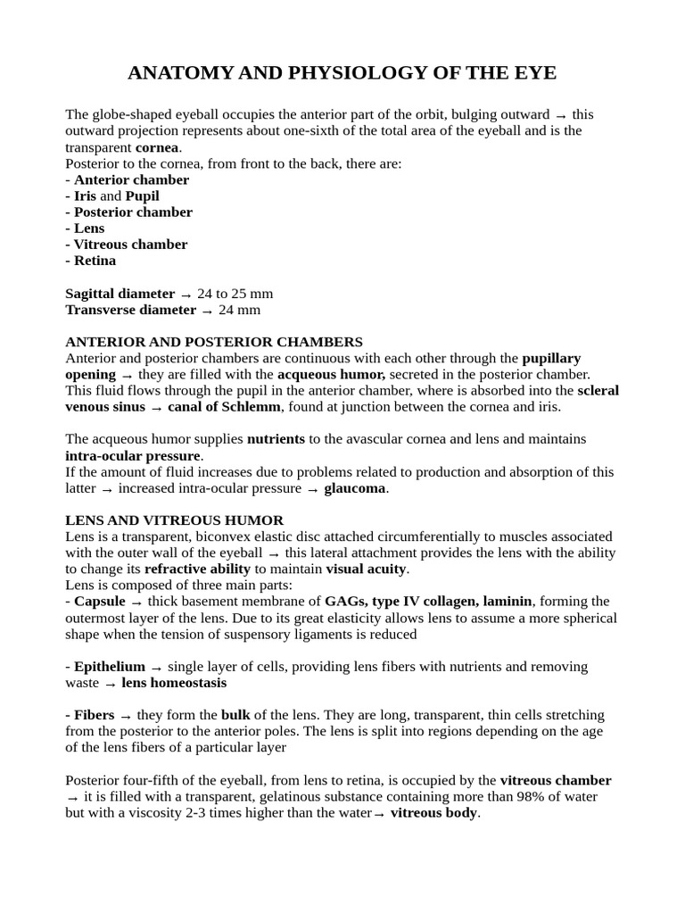 Anatomy and Physiology of The Eye | PDF | Retinal | Facial Features