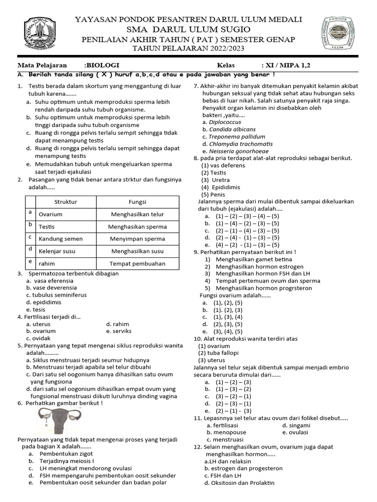 Soal Pat Xi Genap - 2023 | PDF